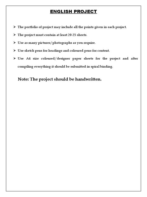 Class 12 English Project Pdf