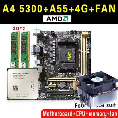 AMD A4 5300 Slot FM2 3 4GHz CPU A4 6300 A6 6400K A55 FM2 FM2 Motherboard 4G RAM Radiator