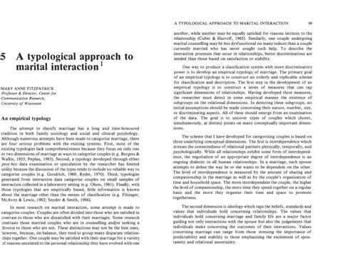 Pdf A Typological Approach To Marital Interaction