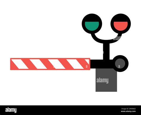 Vector Railroad Barrier With Traffic Lights Railway Gate With