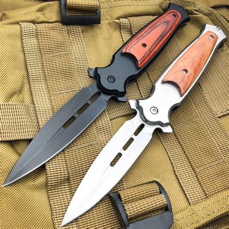 Dagger Style Spring Assisted Open Folding Stiletto Pocket Knife Blade