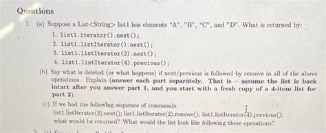 Solved 2uestions 1 A Suppose A List List1 Has Elements