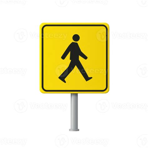 A Bright Yellow Pedestrian Crossing Sign With A Walking Figure Symbol