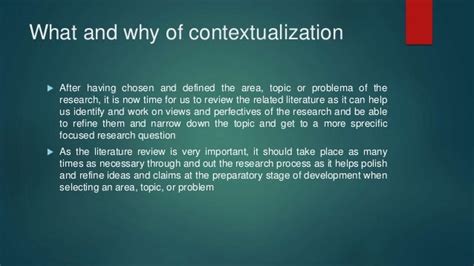 Contextualization Of Research Contextualization Of Research
