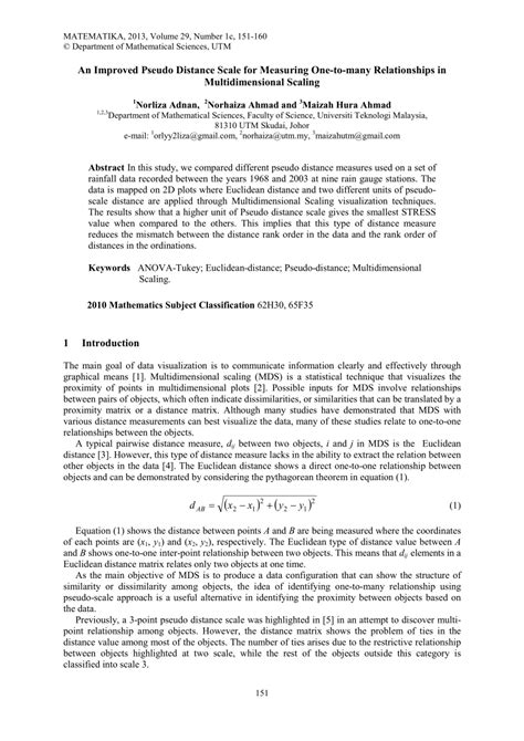 Pdf An Improved Pseudo Distance Scale For Measuring One To Many