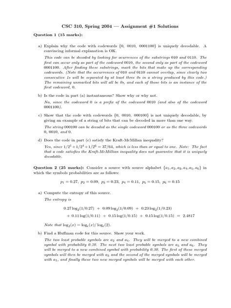 Csc 310 Spring 2004 Assignment 1 Solutions Pdf Computer Programming Algorithms