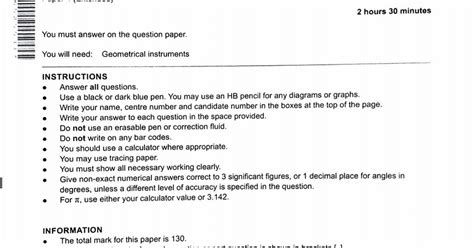 Igcse Maths Past Papers Gce Guide Home Decor
