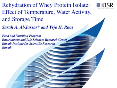 Pdf Rehydration Of Whey Protein Isolate Effect Of Temperature Water