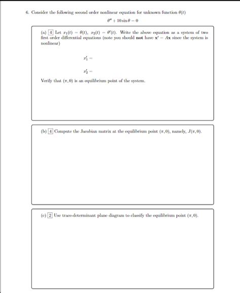 Solved 6 Consider The Following Second Order Nonlinear