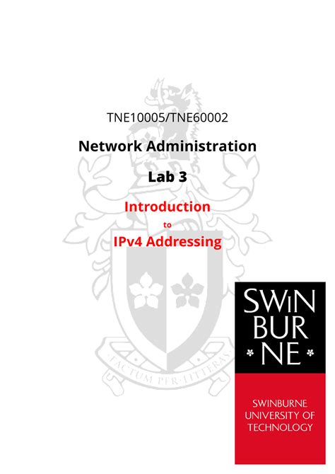 Lab Lab Instructions TNE TNE Network Administration Lab Introduction To IPv