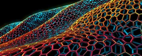 Nanotechnology Structure Of Hexagonal Nano Material Macro Abstract Futuristic Network Of