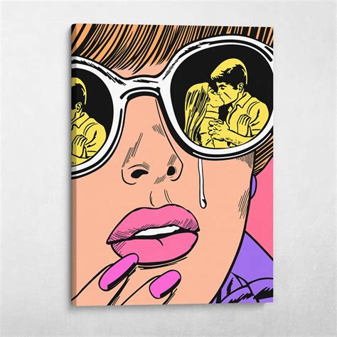 Pop Art Crying Girl Sunglasses Reflection Modern Wall Art