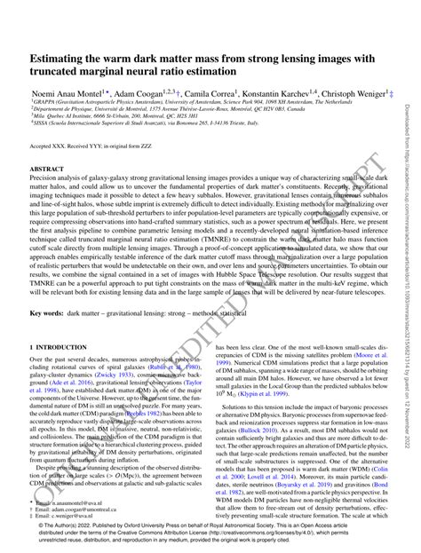 Pdf Estimating The Warm Dark Matter Mass From Strong Lensing Images With Truncated Marginal