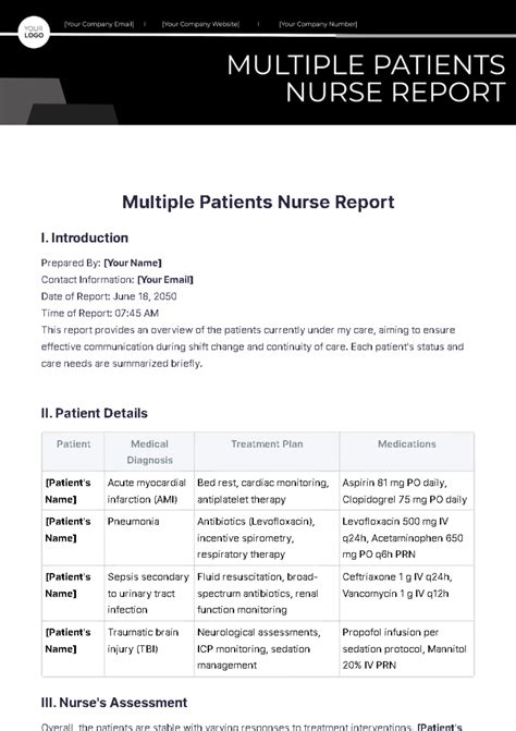 Free Nurse Report Templates To Edit Online And Print