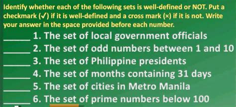 Identify Whether Each Of The Following Sets StudyX