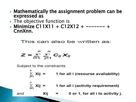 assignment problem