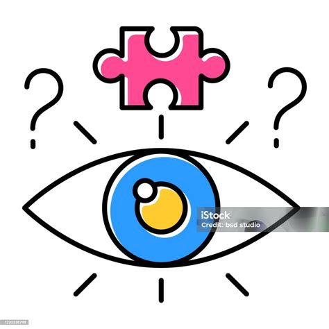 수수께끼 해결 프로세스 색상 아이콘입니다 정신 운동 직소 퍼즐 도전 신비 질문 독창성 지식 지능 테스트 수수께끼 솔루션 찾기 격리 벡터 일러스트레이션 개념에 대한 스톡 벡터