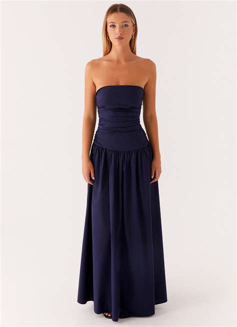 Carmel Maxi Dress Navy Peppermayo Uk