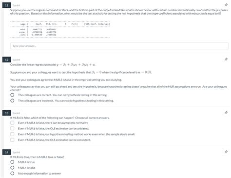 Solved 11 1 Point Suppose You Use The Regress Command In