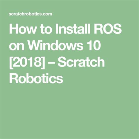 How To Install ROS On Windows