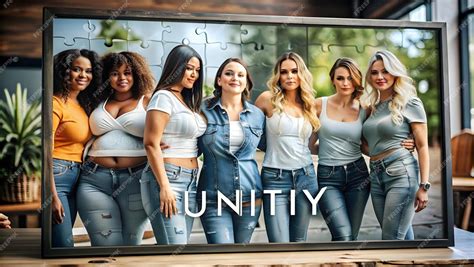 Plus Size Model Puzzle Border Frame With Unity Text Concept As A Border Frame Design Featuring