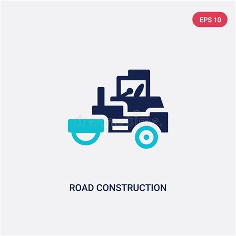 Two Color Road Construction Vector Icon From Construction Concept Isolated Blue Road
