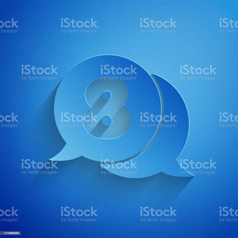 종이 잘라 8 3 월 에 음성 거품 아이콘 파란색 배경에 격리 국제 해피 우먼의 날 종이 아트 스타일입니다 벡터 일러스트레이션 개념에 대한 스톡 벡터 아트 및 기타 이미지