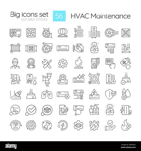 Hvac Maintenance Linear Icons Set Stock Vector Image And Art Alamy
