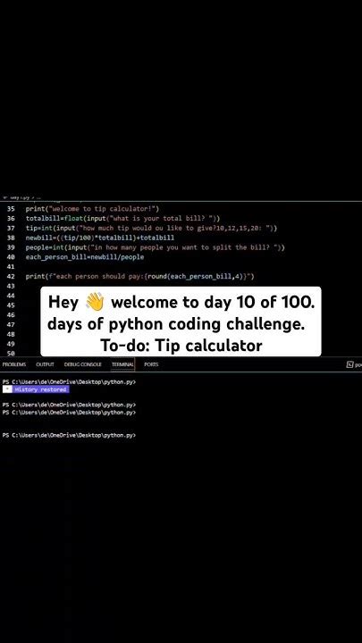 Tip Calculator Day 10 Of 100 Days Of Python Coding Challenge