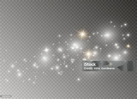 흰색 스파크와 황금 별 반짝 특별 한 조명 효과 투명 한 배경 벡터 반짝입니다 크리스마스 요약 나이트클럽에 대한 스톡 벡터 아트 및 기타 이미지 Istock