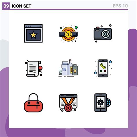 9 User Interface Filledline Flat Color Pack Of Modern Signs And Symbols