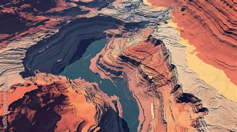 Satellite Generated Gis Map Of A Dry Canyon System With Lidar Data Showcasing Elevation And