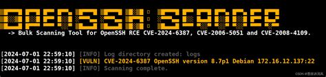 Openssh漏洞扫描（cve 2024 6387、cve 2006 5051、cve 2008 4109） Csdn博客