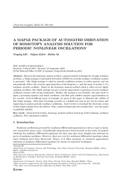 Pdf A Maple Package Of Automated Derivation Of Homotopy Analysis Solution For Periodic