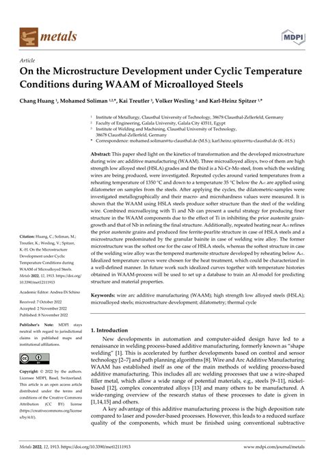 Pdf On The Microstructure Development Under Cyclic Temperature