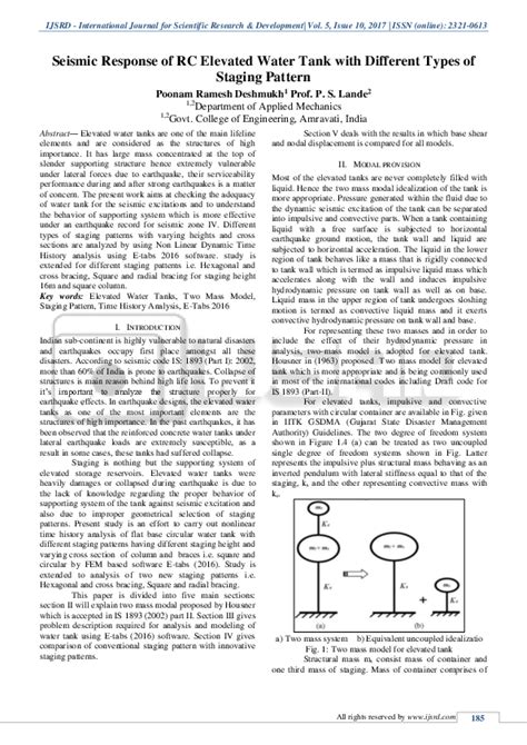 Pdf Seismic Response Of Rc Elevated Water Tank With Different Types Of Staging Pattern