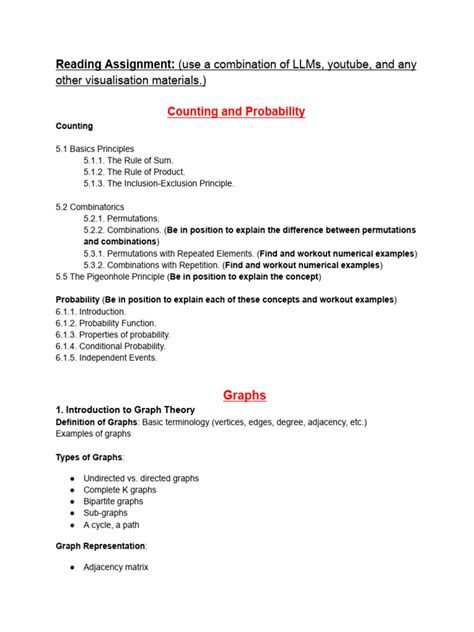Discrete Maths Reading Assignment Pdf Graph Theory Combinatorics