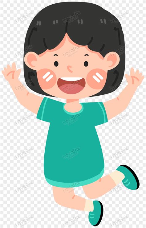 귀여운 소녀 행복 공중에서 높은 점프 Png 일러스트 무료 다운로드 Lovepik