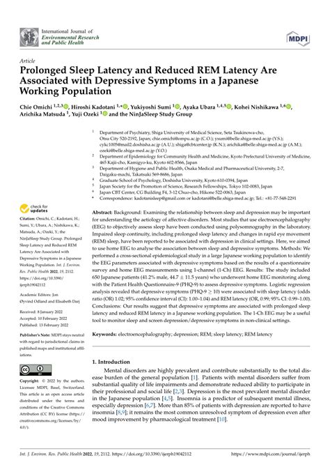 Pdf Prolonged Sleep Latency And Reduced Rem Latency Are Associated With Depressive Symptoms In