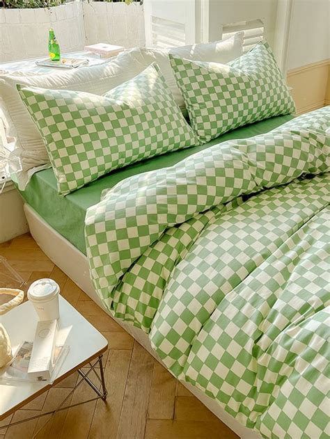 Chessboard Pattern Duvet Cover Set Without Filler Cute Bedroom Decor Bed Cover Design