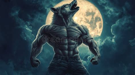 Werewolf Transformation Under The Glowing Full Moon Stock Image Image