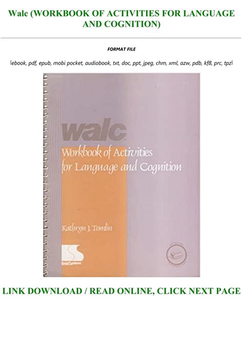 ~ Free Download Walc Workbook Of Activities For Language And Cognition