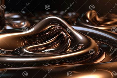 Abstract 3d Render Glossy Reflective Metallic Organic Curve Wave In Motion Ai Generated