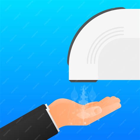 자동 손 건조기 위생 장비 벡터 일러스트 레이 션 프리미엄 벡터