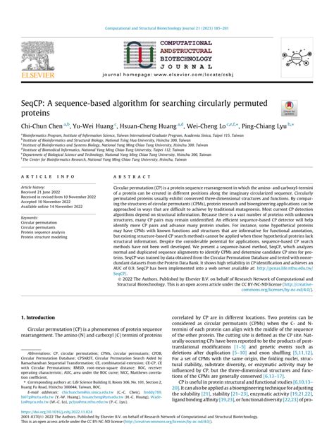 Pdf Seqcp A Sequence Based Algorithm For Searching Circularly Permuted Proteins
