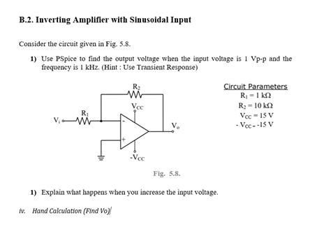 b 2 inverting amplifier with sinusoidal input consider the circuit