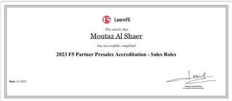 mutaz alshaer on linkedin i am thrilled to share that i have successfully completed f5 pre
