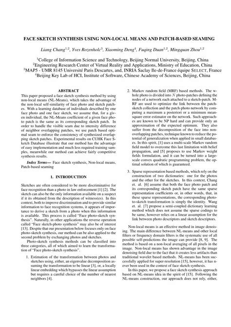 Pdf Face Sketch Synthesis Using Non Local Means And · Face Sketch