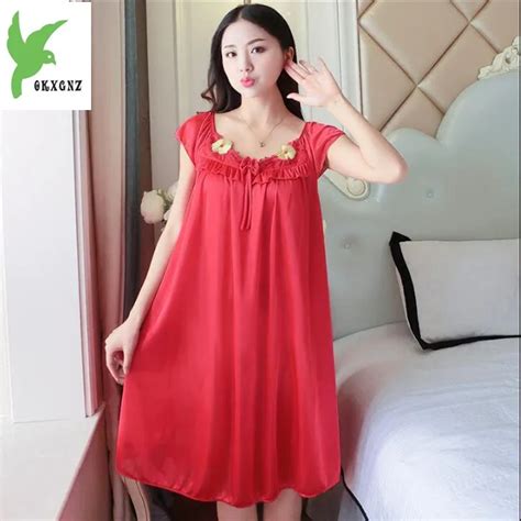 Women S Lingerie Female Summer Sexy Korean Ice Silk Short Sleeved Silk Thin Loose Plus Size M