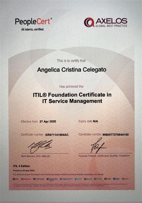 Angelica Cristina Celegato On Linkedin Itil 4 🤓 Certified 10 Comments